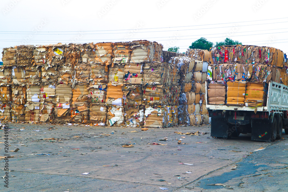 Bangkok/Thailand-May 23,2019: Thai recycle industry cardboard garbage ...