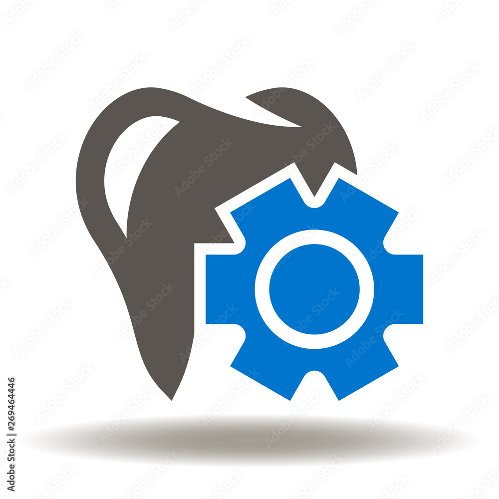 Tooth Gear Icon Vector. Dental service logo. Repair fix teeth ...