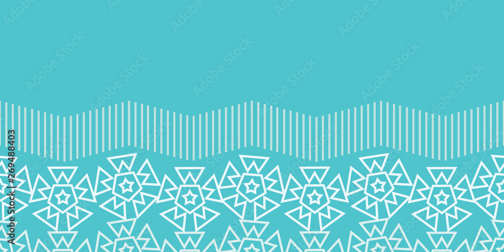 Wavy summer geometric seamless border design in turquoise and white ...