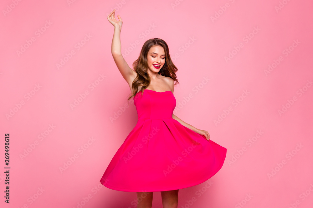 Close up photo beautiful she her dancing prom queen lady attractive ...