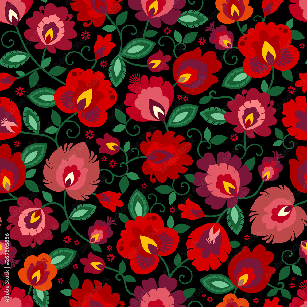 Beautiful Polish traditional floral folk pattern vector Stock Vector ...