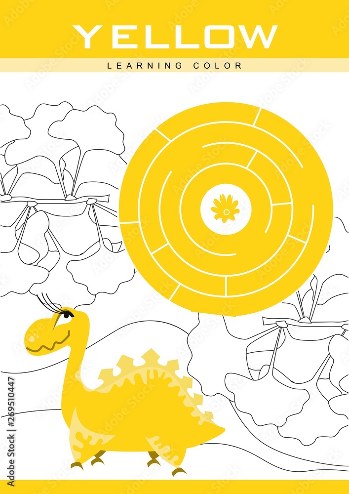 Learning colors. Yellow. Educational material for children. Worksheet ...