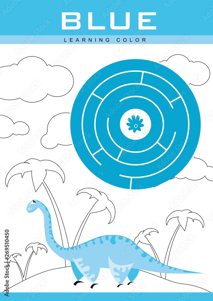 Learning colors. Blue. Educational material for children. Worksheet for ...