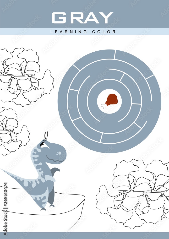 Learning colors. Gray. Educational material for children. Worksheet for ...