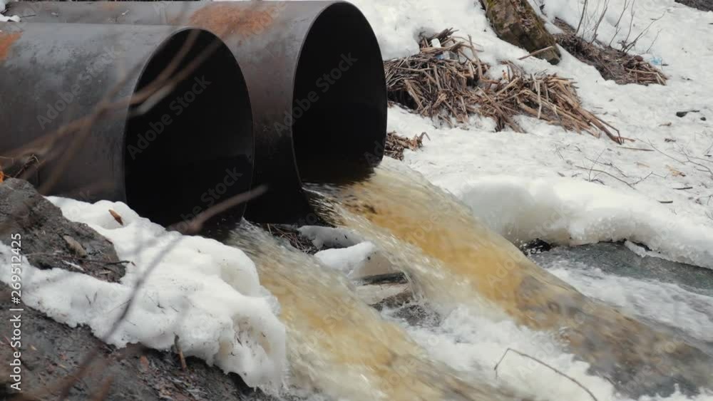 Drain pipes, environmental pollution. Drainage system flood protection ...