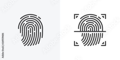 Fingerprint scan icon. biometric fingerprint identification vector sign ...