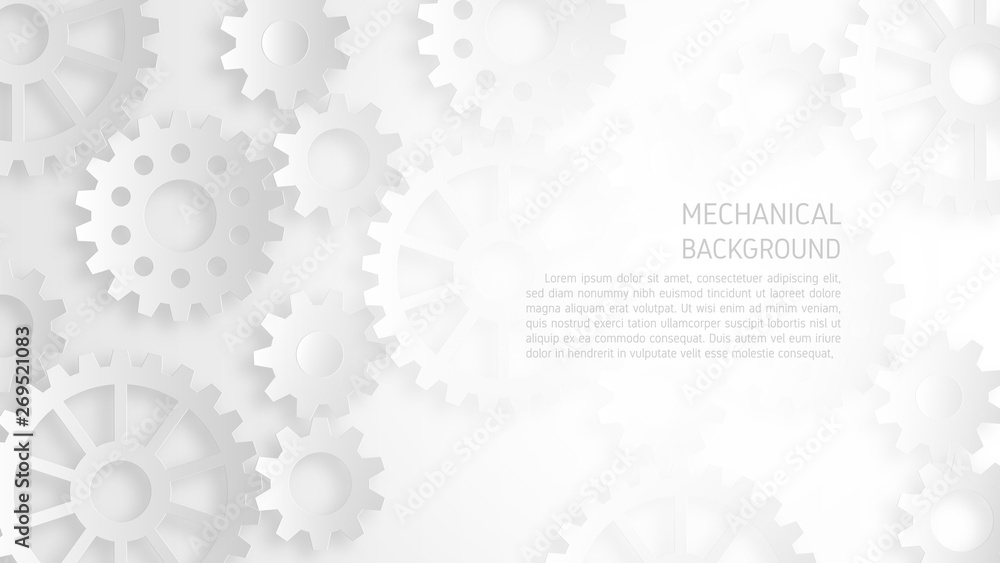 Abstract white mechanical gear background concept. Stock Vector | Adobe ...