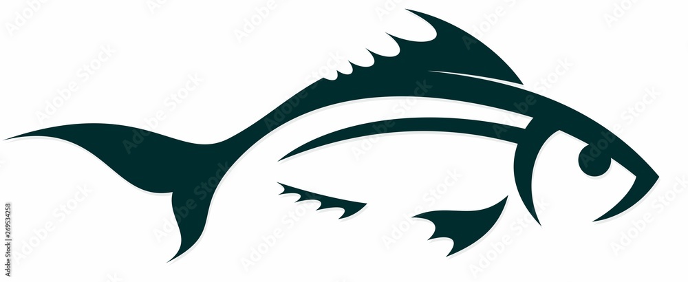 Symbol of a stylized sea fish. Stock Vector | Adobe Stock