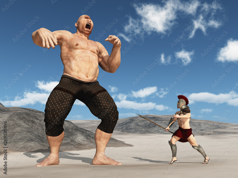 Odysseus verhöhnt den Zyklopen Polyphem Stock Illustration | Adobe Stock