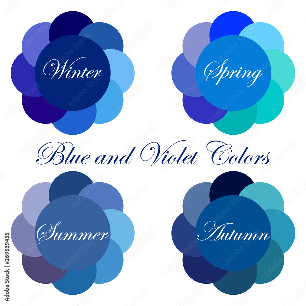 Stock vector seasonal color analysis palettes with blue and violet ...