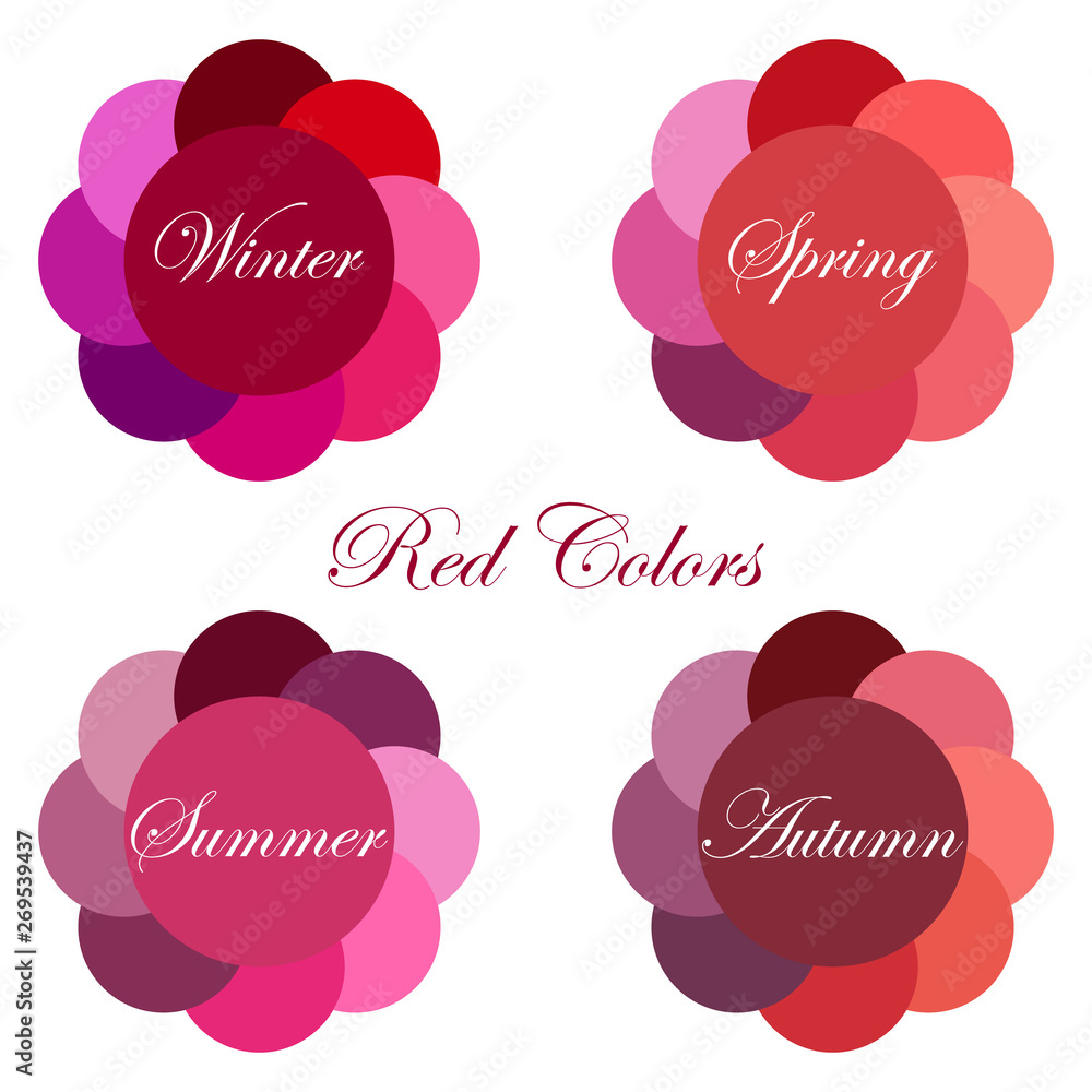 Stock vector seasonal color analysis palettes with red colors for ...