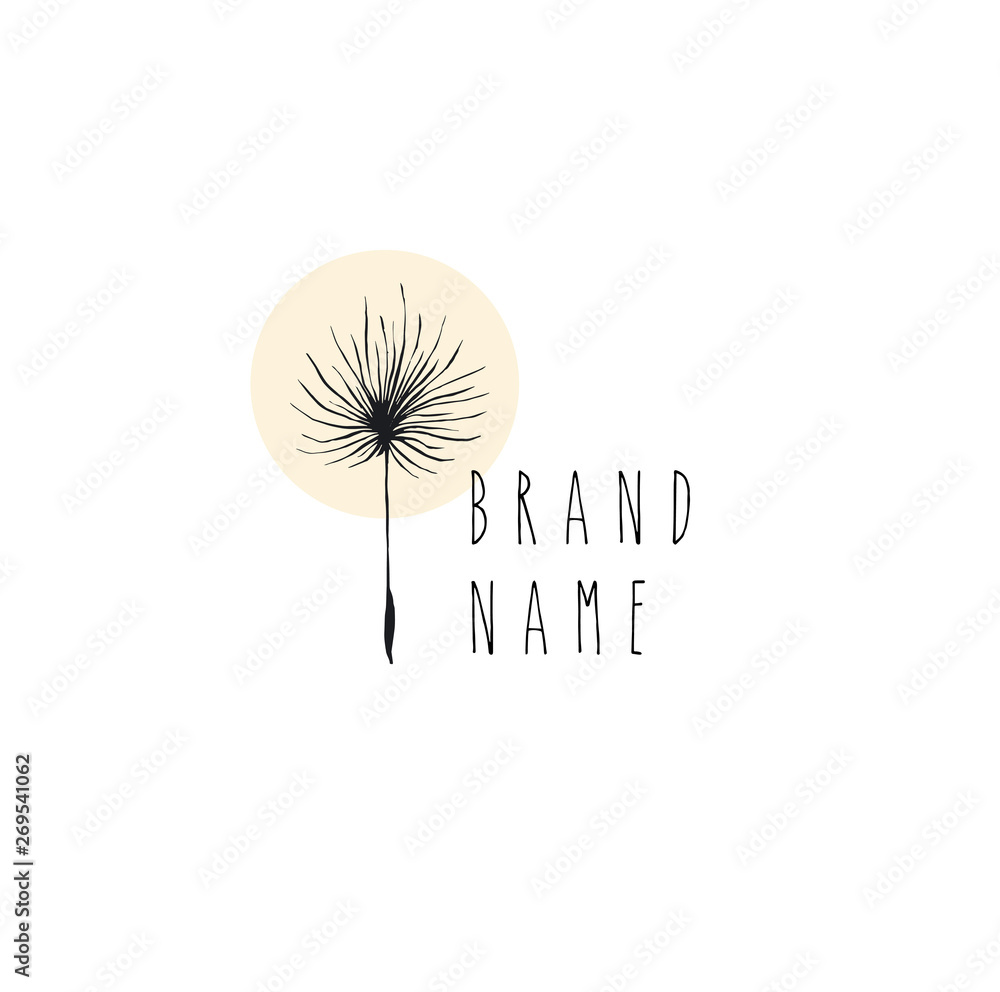 Dandelion hand drawn logo vector Stock Vector | Adobe Stock