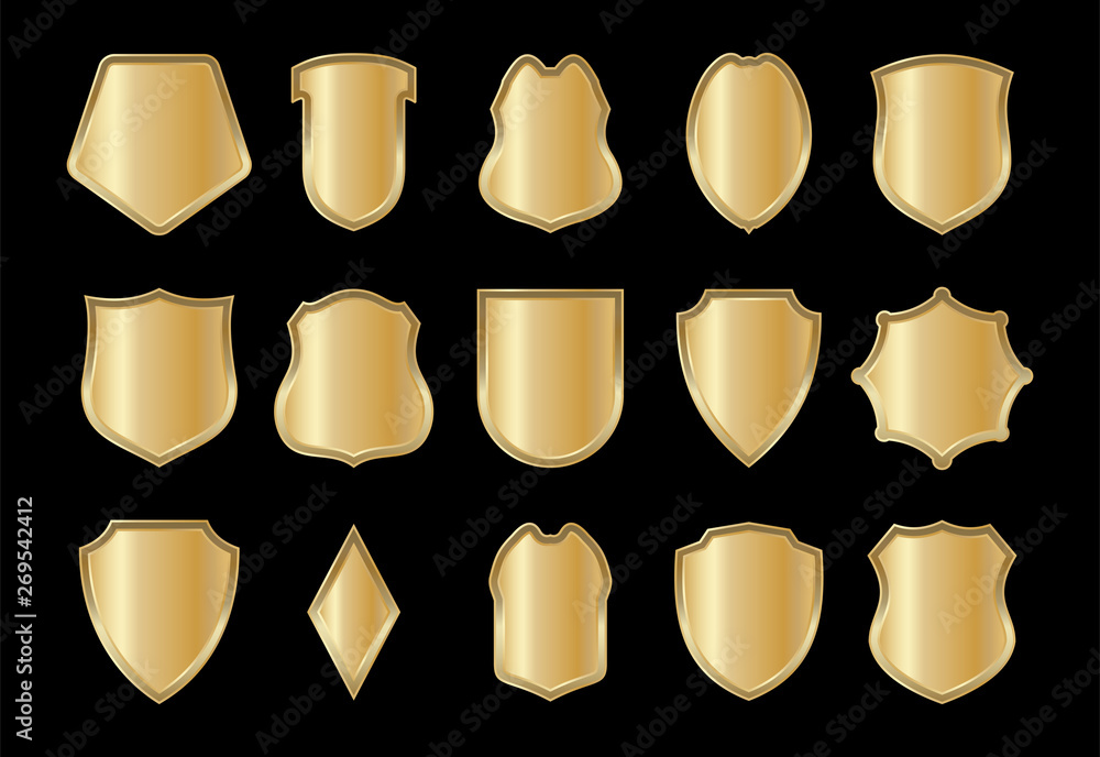 Shield design in a realistic style for various websites. Vector ...