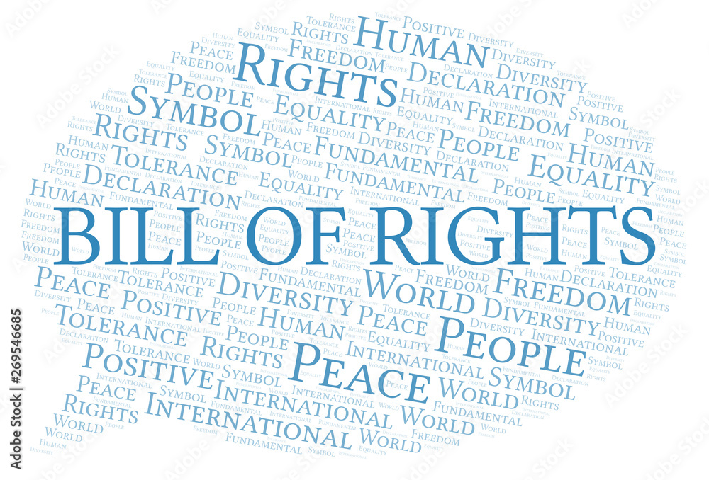 Bill Of Rights word cloud. Wordcloud made with text only. Stock Vector ...
