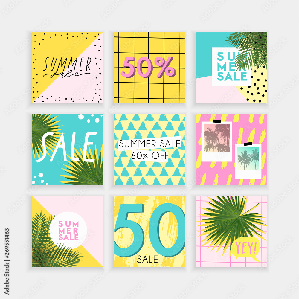 Summer Insta business, fashion, brand ad templates collection for posts ...