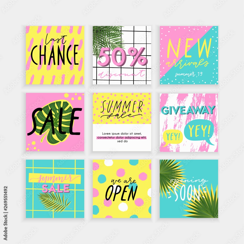 Summer Insta business, fashion, brand ad templates collection for posts ...