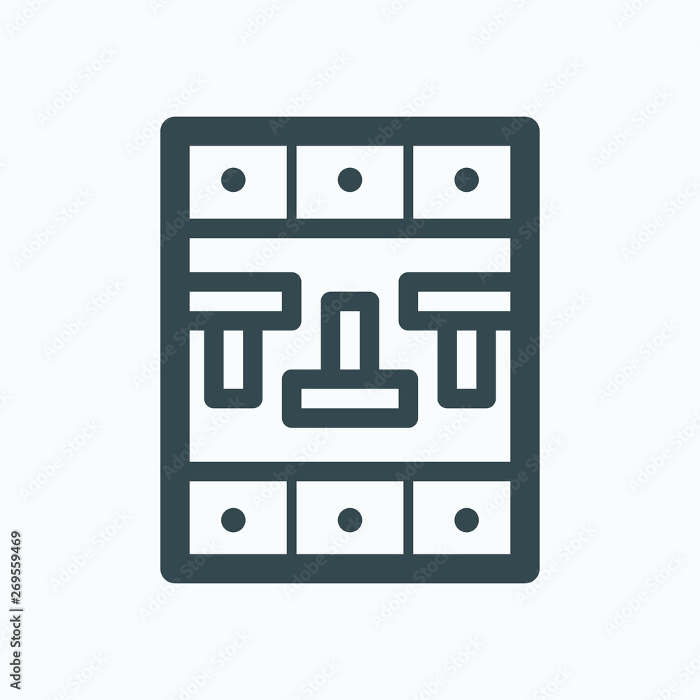 Electrical circuit breaker isolated vector icon, MCB linear icon Stock ...