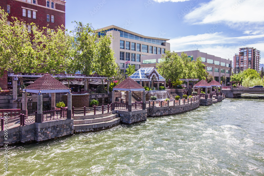 River Walk Pavilions in Downtown Reno Stock Photo | Adobe Stock