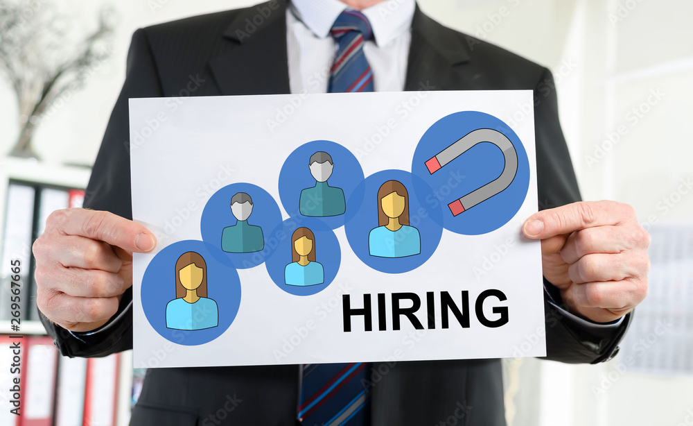 Hiring concept shown by a businessman Stock Photo | Adobe Stock