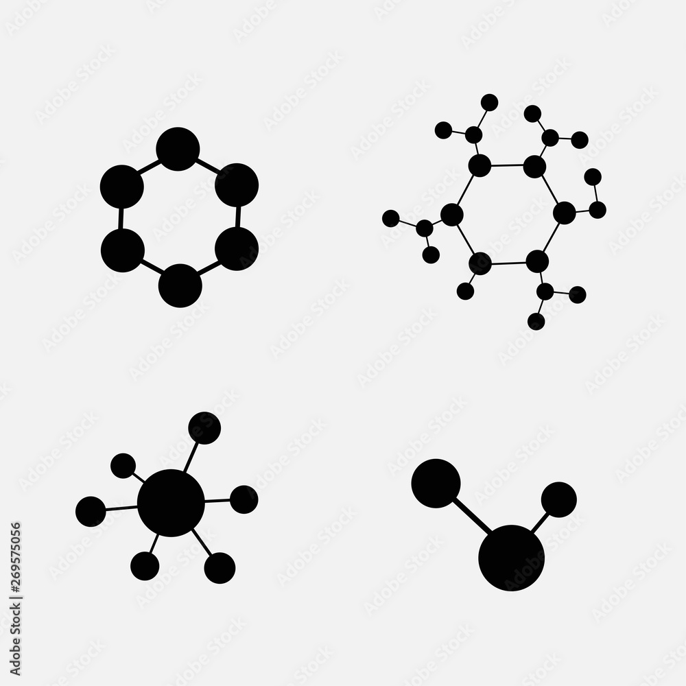 Molecule Icon set isolated on white background Stock Vector | Adobe Stock