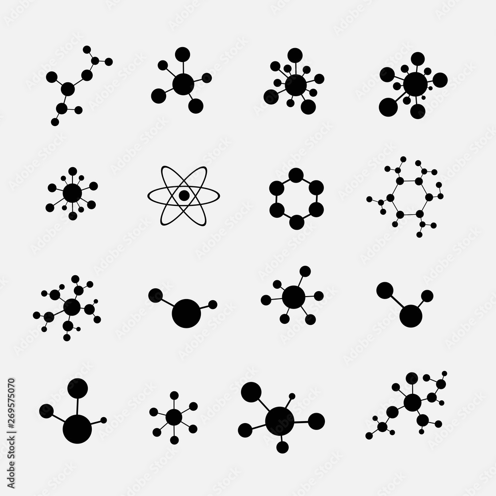 Molecule Icon set isolated on white background Stock Vector | Adobe Stock