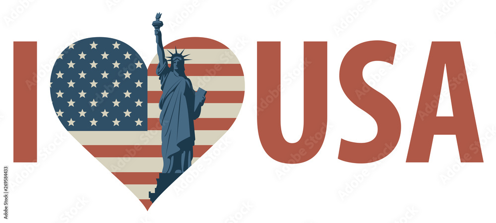 Vecteur Stock Vector patriotic banner with words I love USA and heart ...