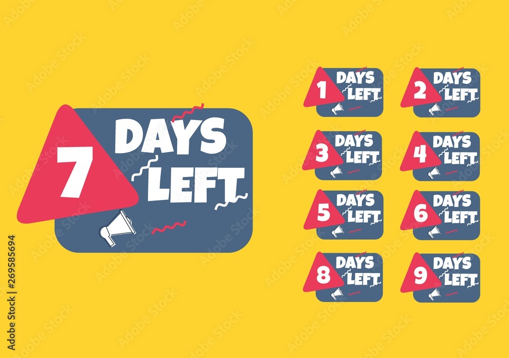 set of number days left countdown vector illustration template, can be ...
