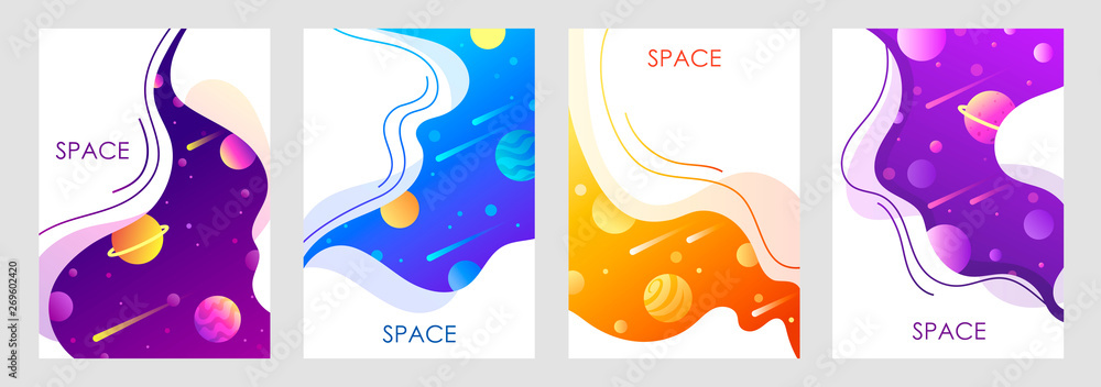 Set of abstract space backgrounds templates for banner, cover, poster ...