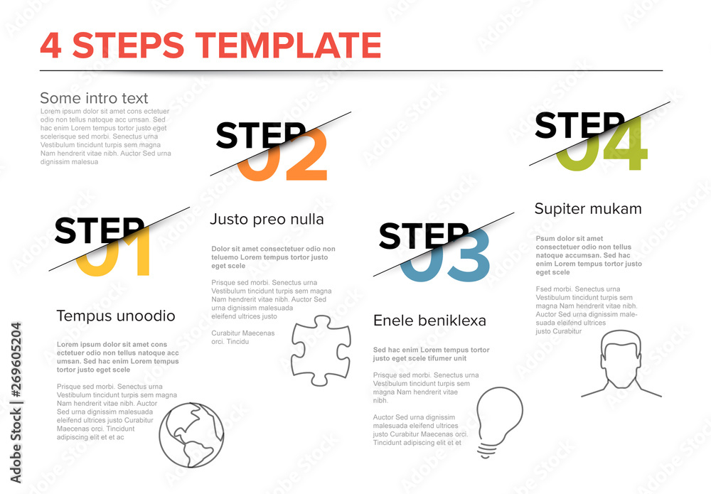 Infographic with Icons and 4 Steps Stock Template | Adobe Stock