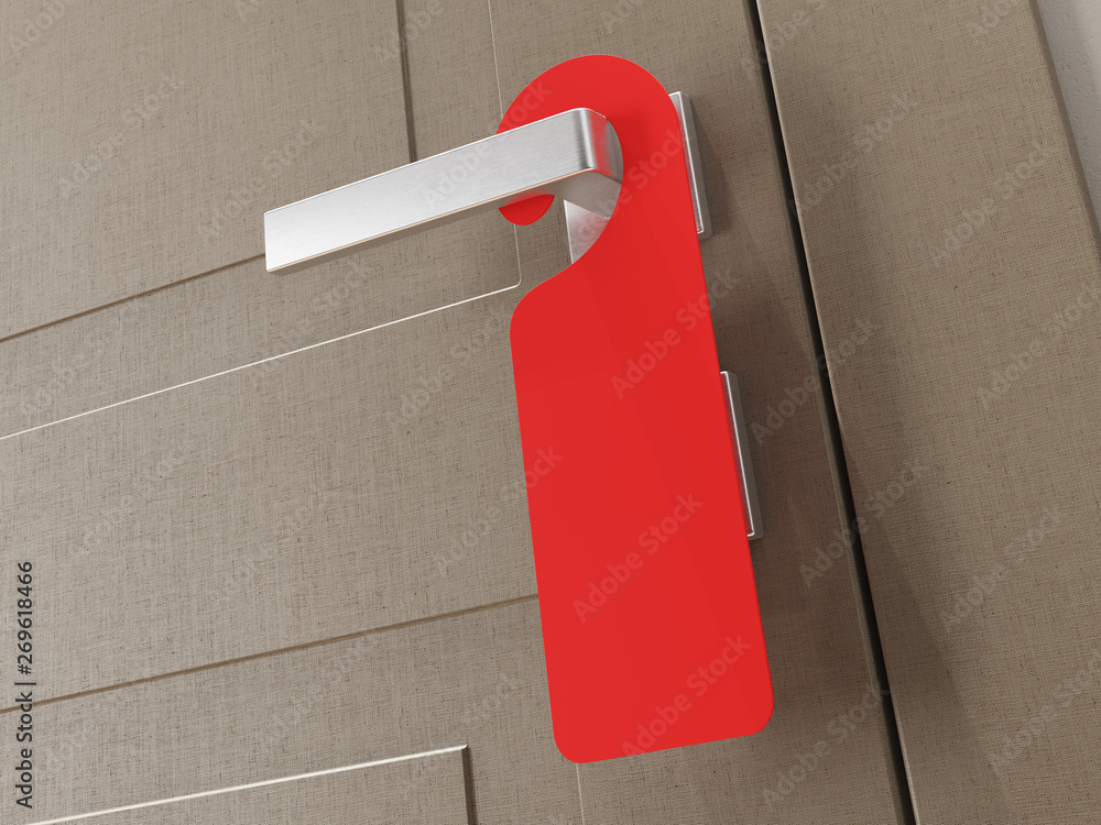 Empty red sign "do not disturb" on the modern door. Stock Illustration ...