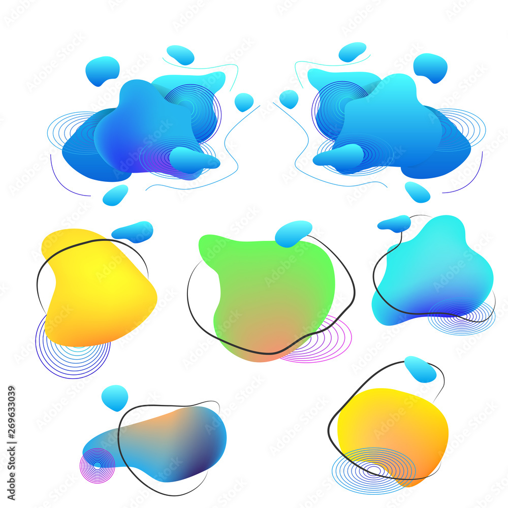 Liquid elements, mixed color plastic shapes or various organic bubbles ...