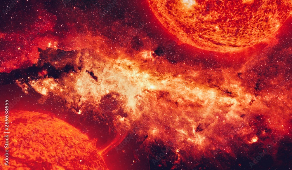 Abstract apocalyptic background - burning and exploding sun. This image ...