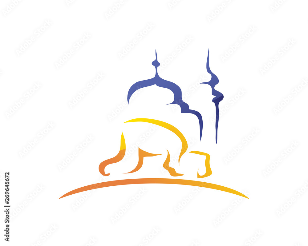 Modern Islamic Praying Time App Logo In Isolated White Background Stock ...