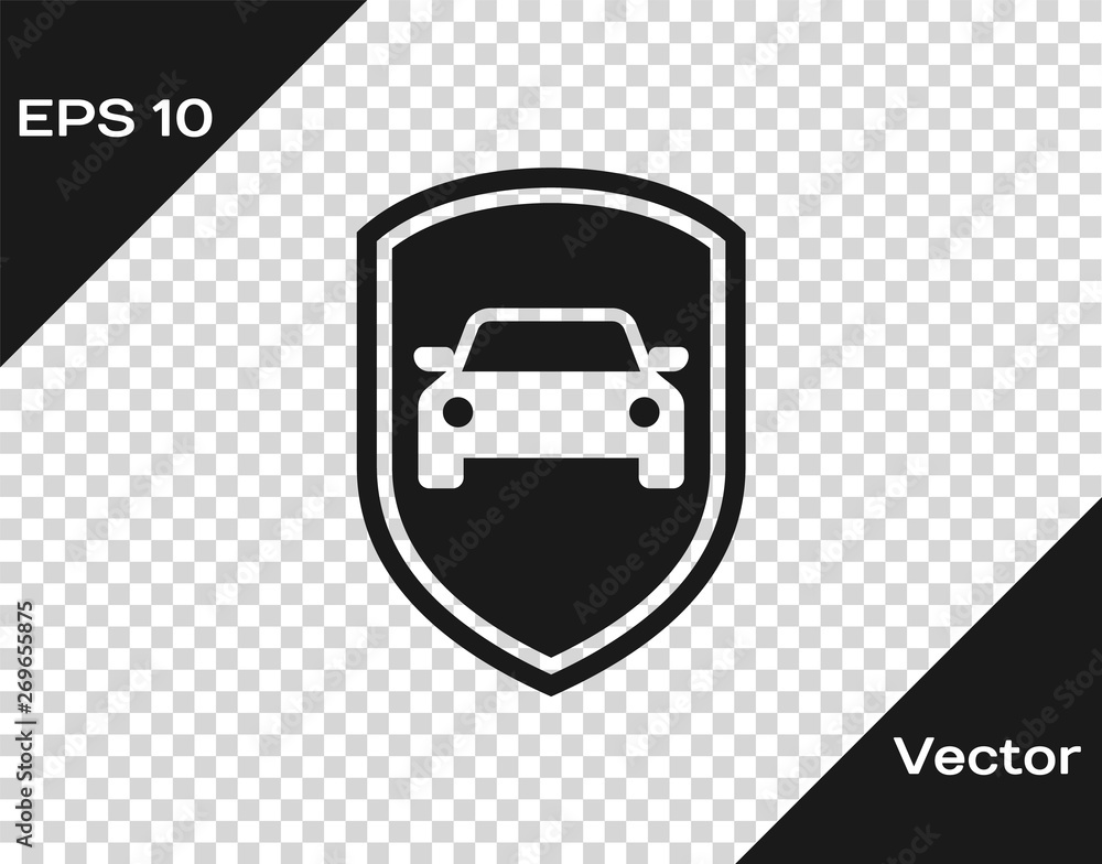 Grey Car protection or insurance icon isolated on transparent ...