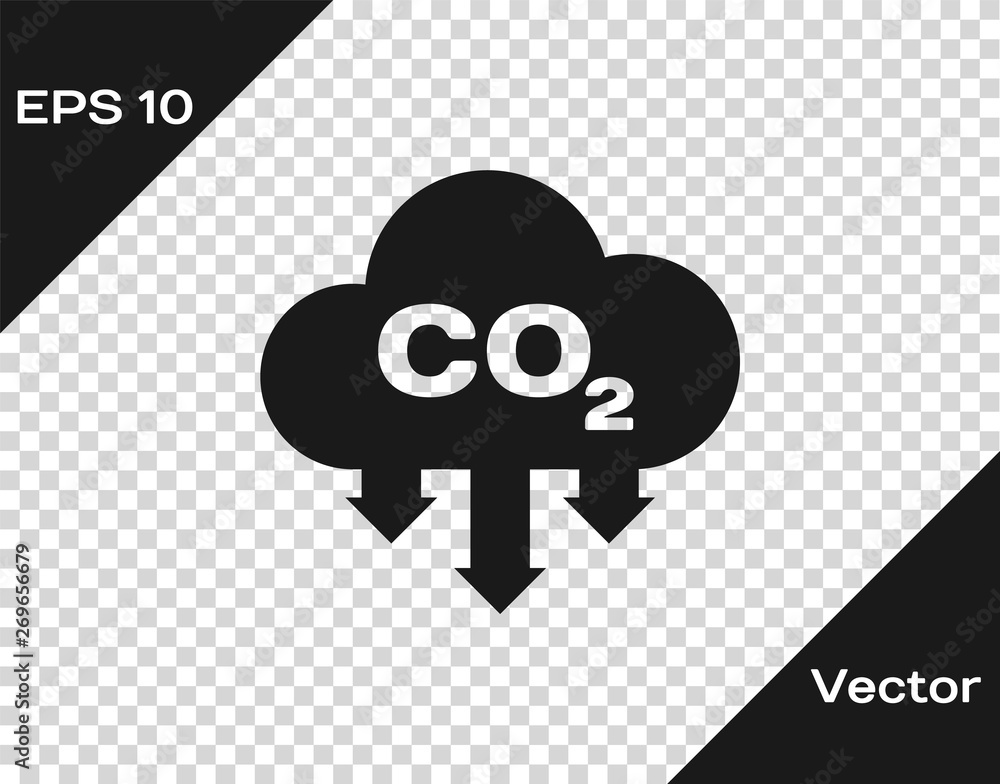 Vecteur Stock Grey CO2 emissions in cloud icon isolated on transparent ...