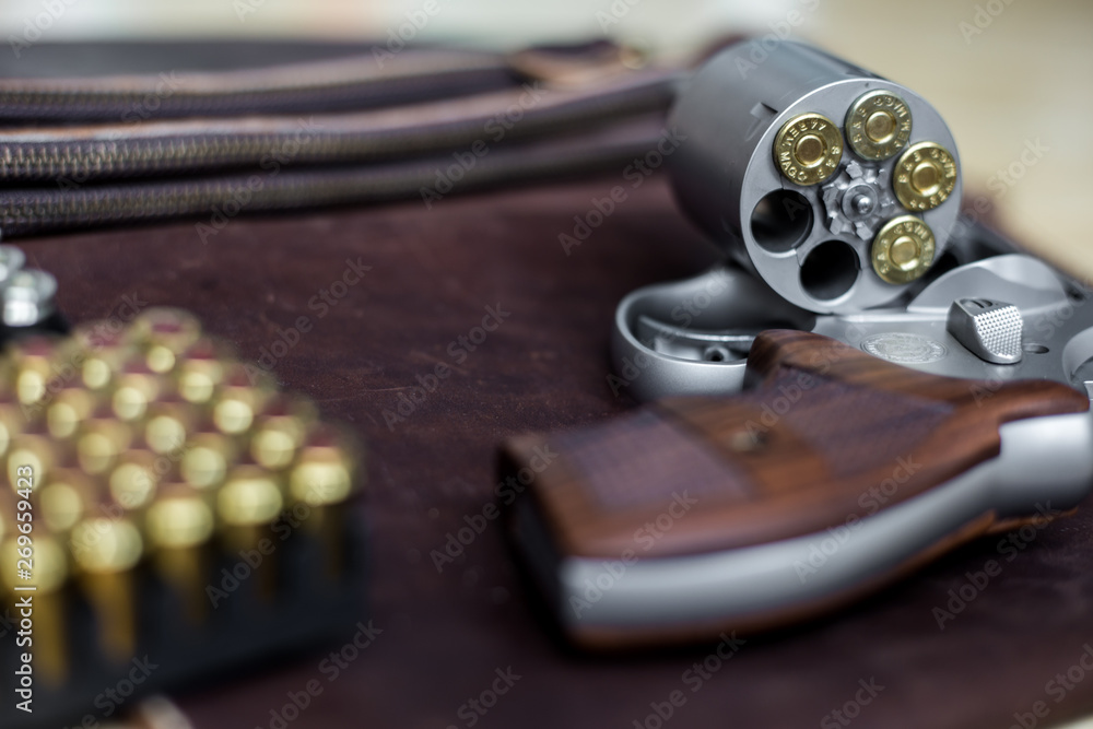 .44 magnum revolver handgun with bullet Stock Photo | Adobe Stock