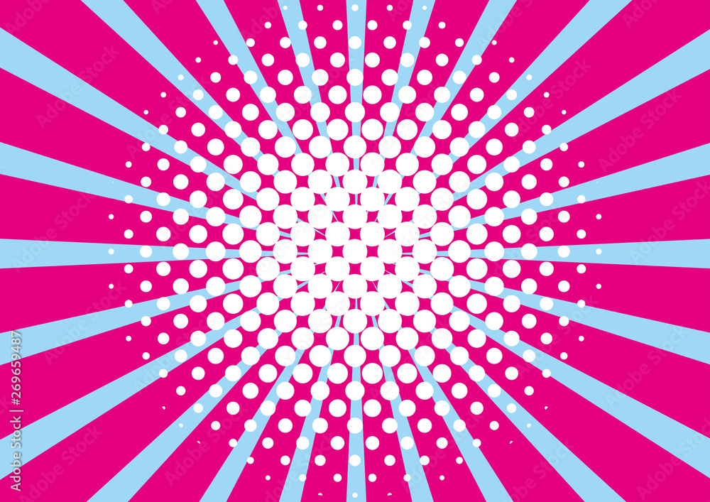 Focus line, background illustration with radiation and dot pattern in ...