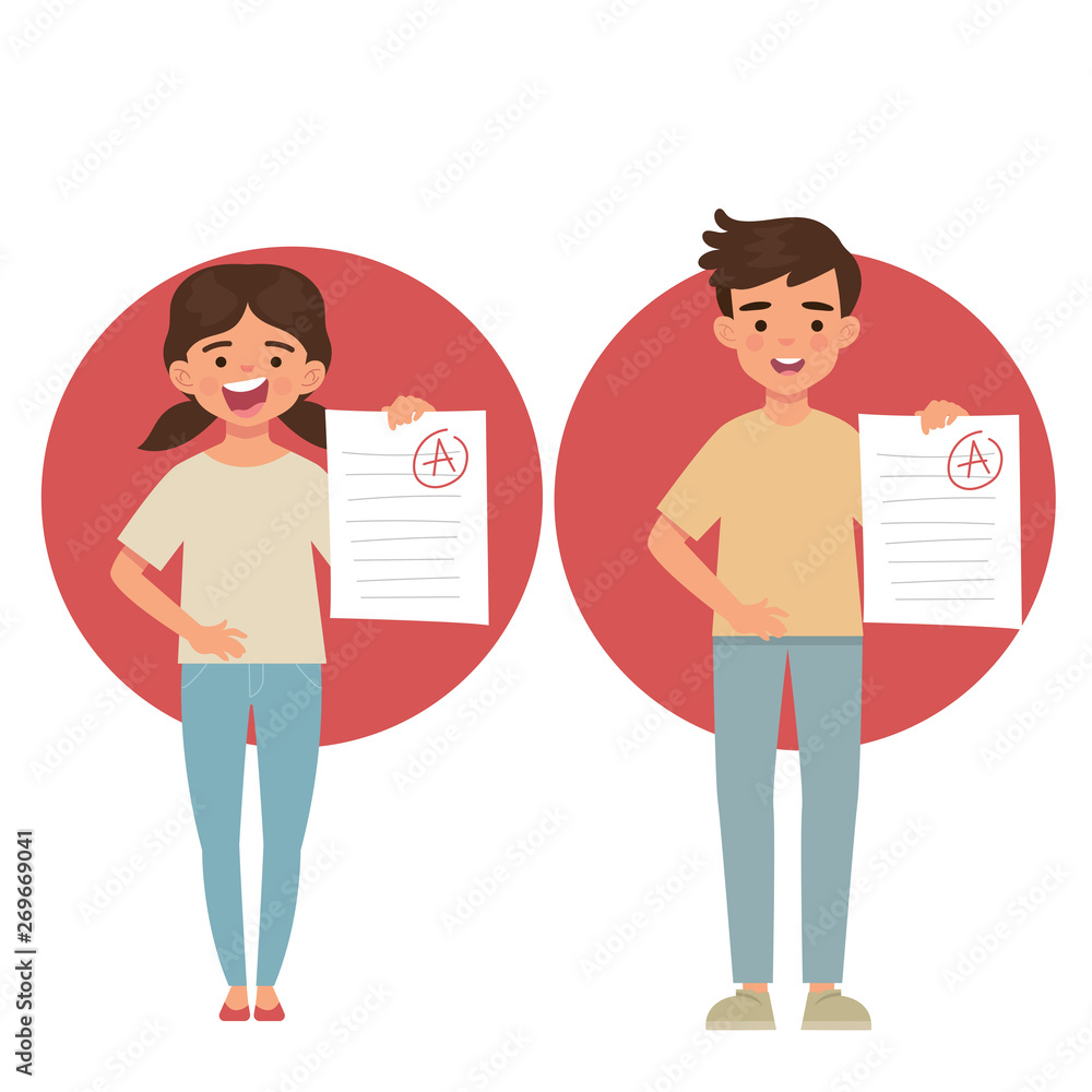 Happy Kids Taking A Test