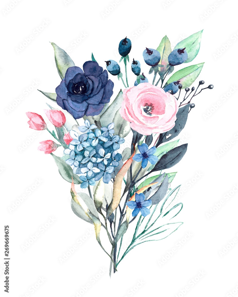 Blue And Pink Floral