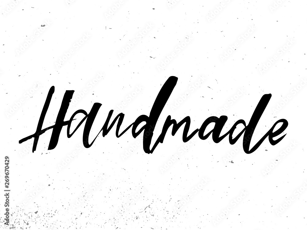 Handmade - hand lettering logo. Design print for label, sticker, card ...
