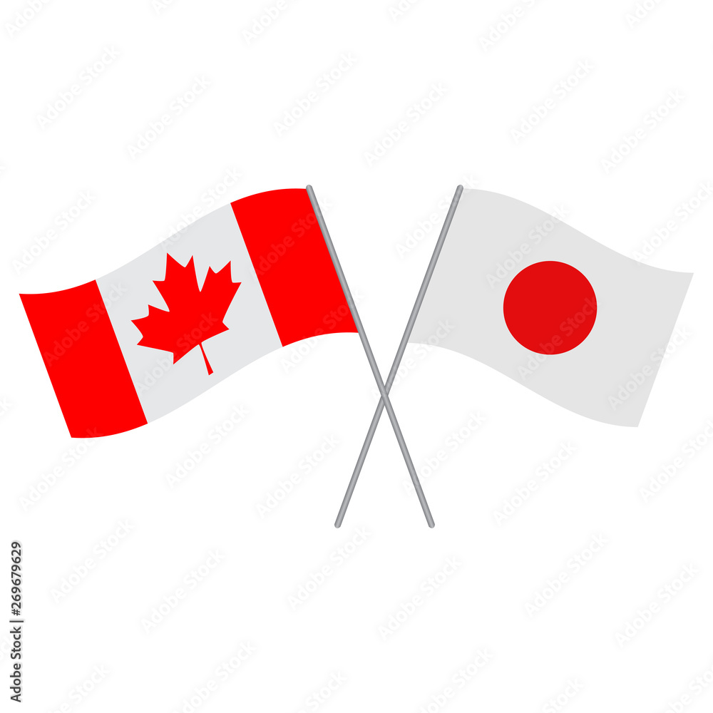 Japanese and Canadian flags vector isolated on white background Stock ...