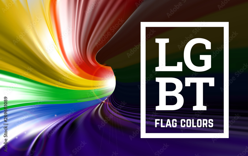 LGBT flag in the form of a spiral pipe. Inside view. Vector ...