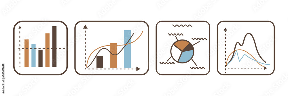 Charts and graphs vector linear illustrations set Stock Vector | Adobe ...