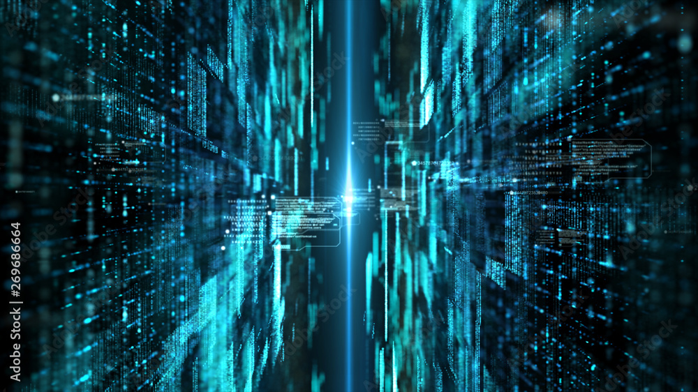 Futuristic digital matrix particles grid virtual reality abstract cyber ...