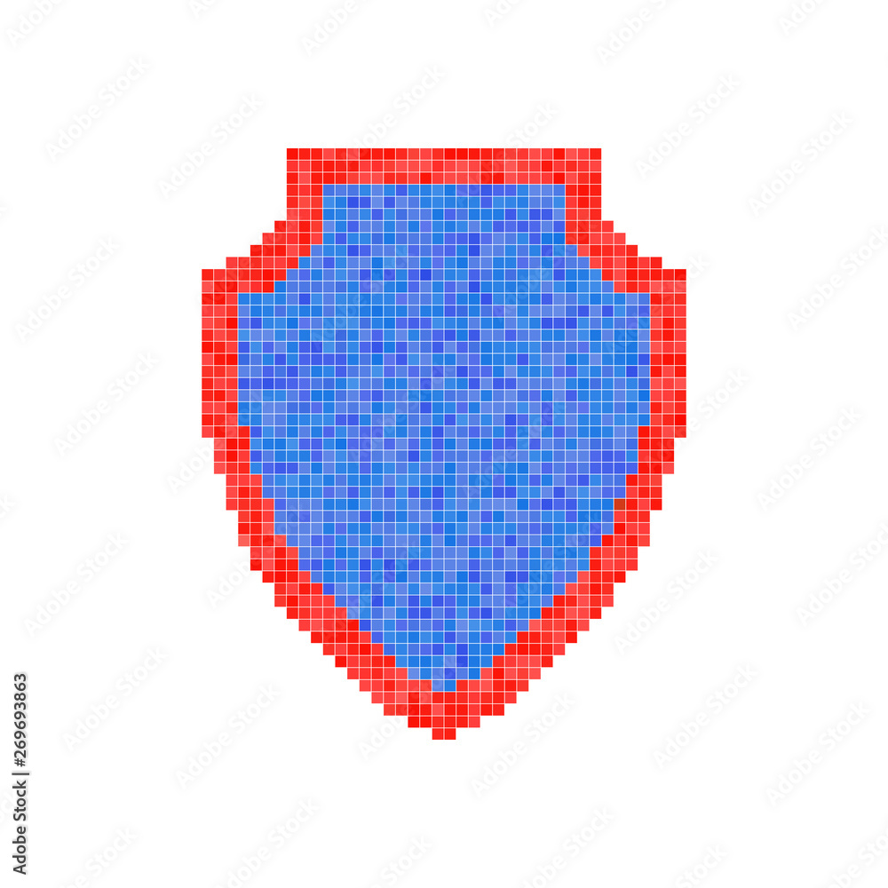 Theme of cyber security: pixel Shield icon. Vector Pixel art. Stock ... Theme of cyber security: pixel Shield icon. Vector Pixel art. Stock ...