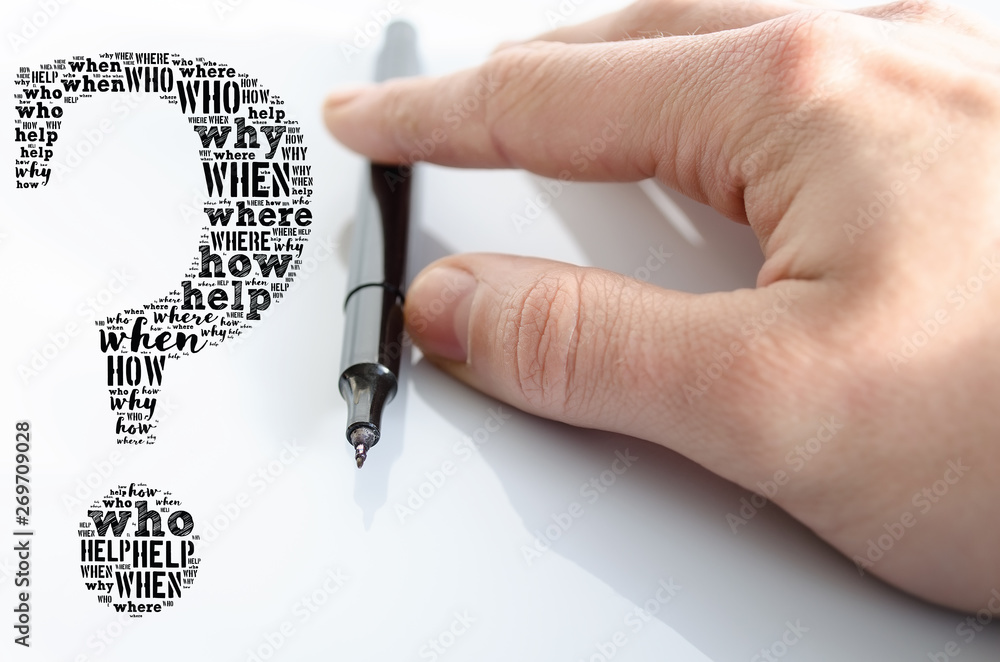 Question mark word cloud collage Stock Photo | Adobe Stock