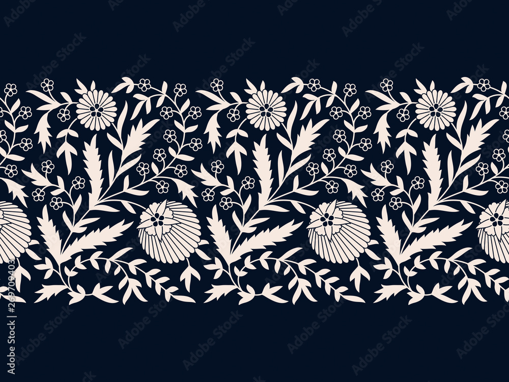 seamless vector wide white floral border. seamless template in swatch ...