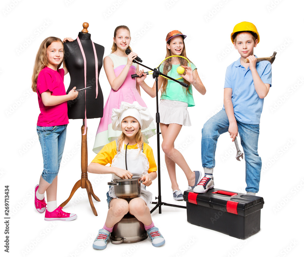 Profession and Job Occupation, Children Group in Professional Costumes ...