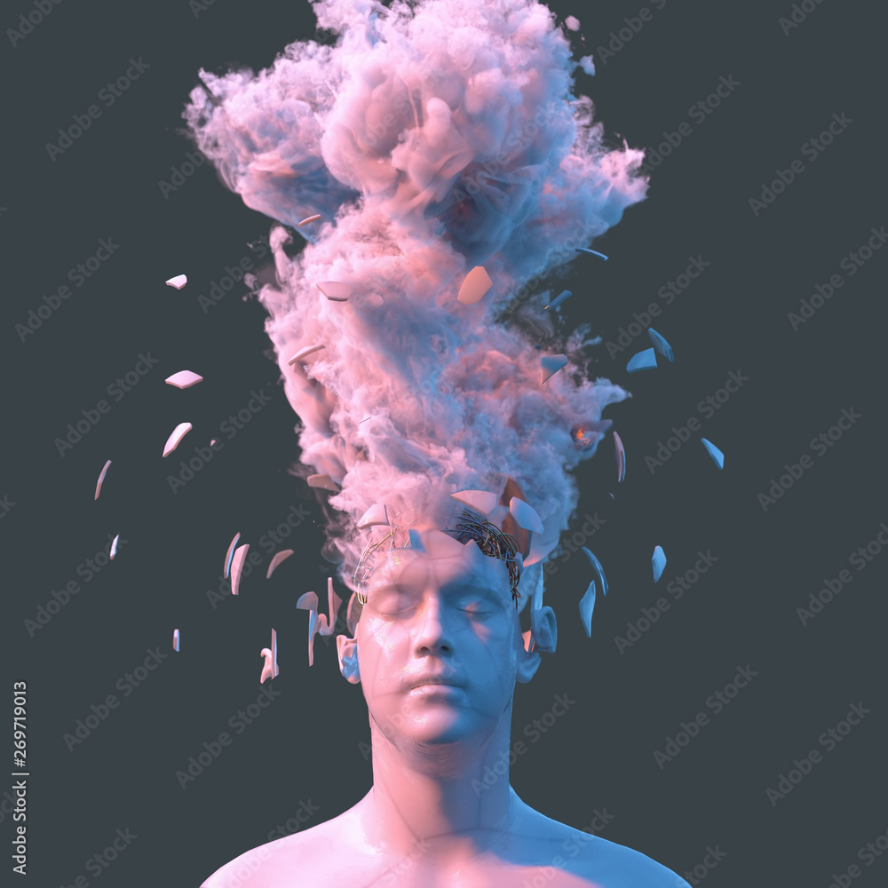explosion of artificial head Stock Illustration | Adobe Stock