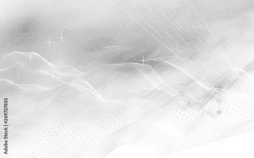 White abstract background. Hi tech network. Cyberspace grid. Outer ...